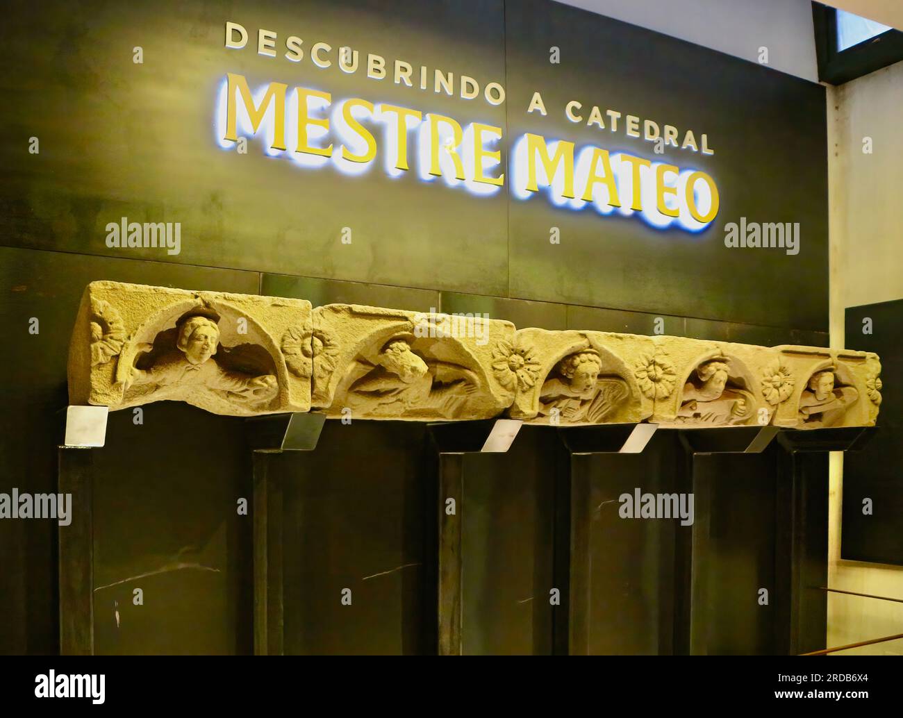 Sign for the medieval sculptor Maestro Mateo exhibition space in the ...