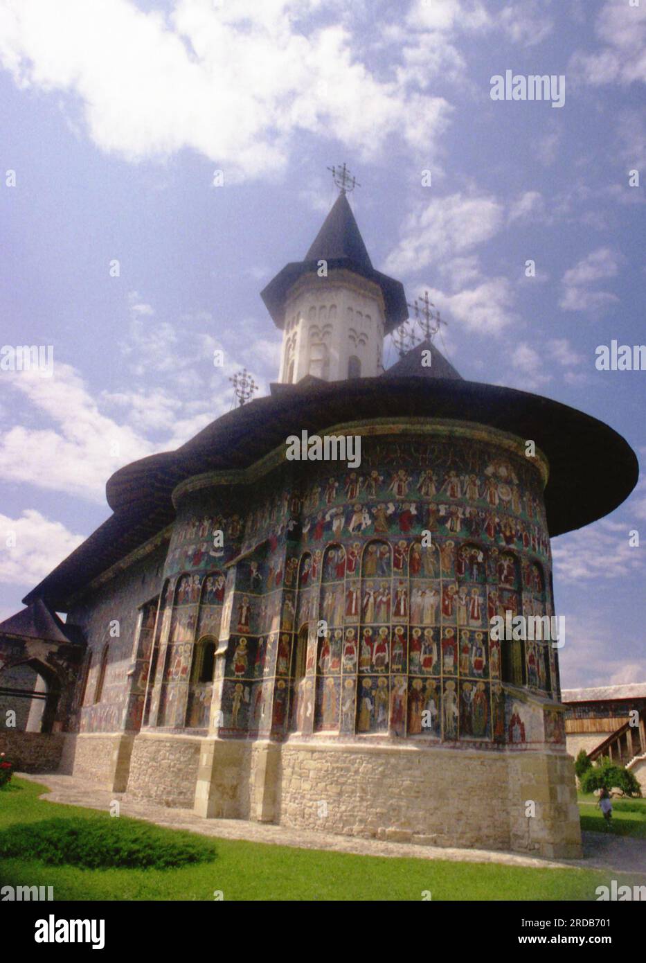Sucevita, Suceava County, Romania, 1998. Exterior view of Sucevita ...