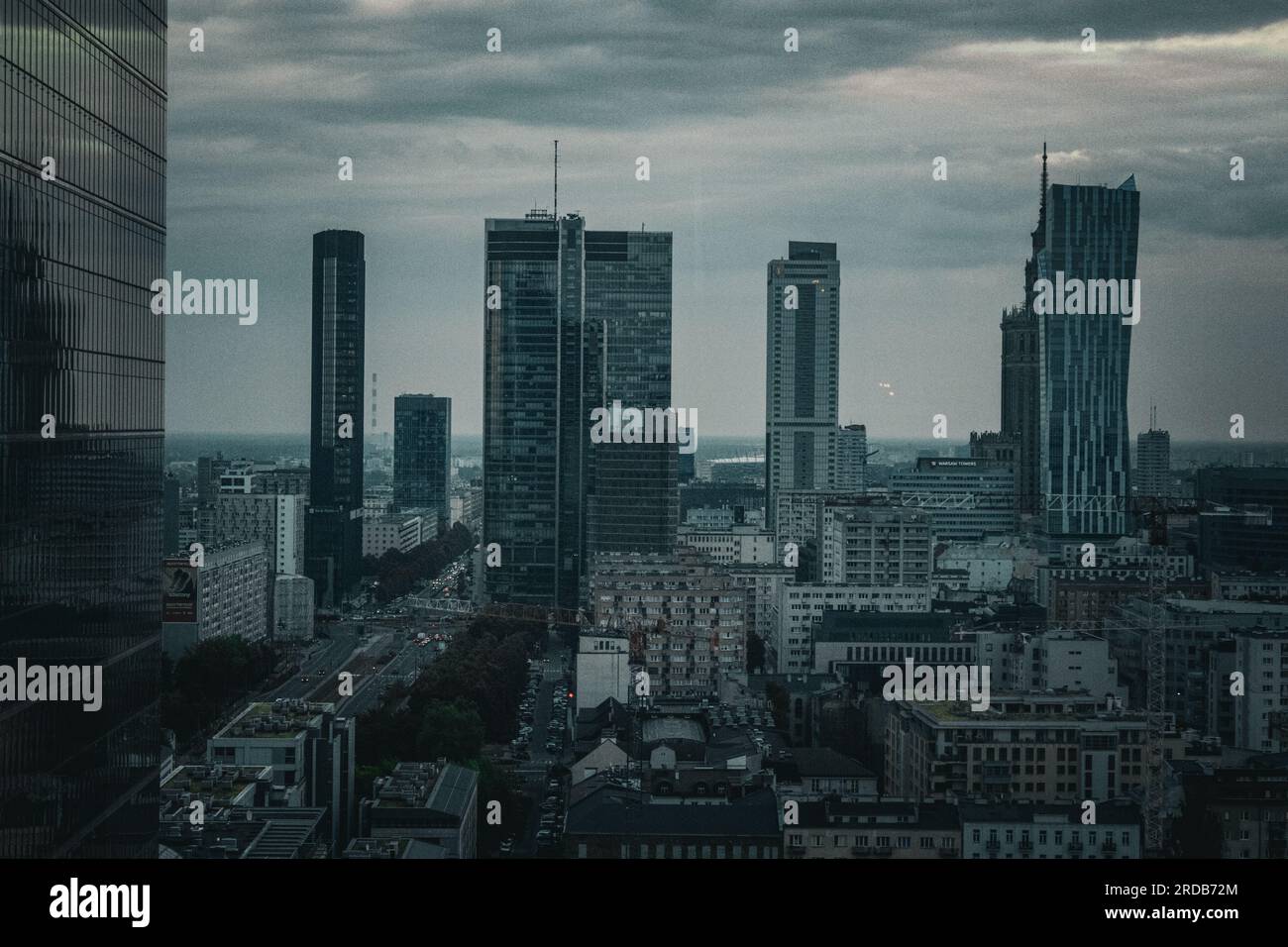 Warsaw city skyline view during cloudy weather Stock Photo - Alamy