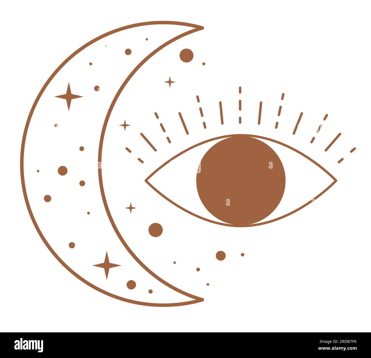 Mystic and magical symbols, moon and eye vector Stock Vector Image ...