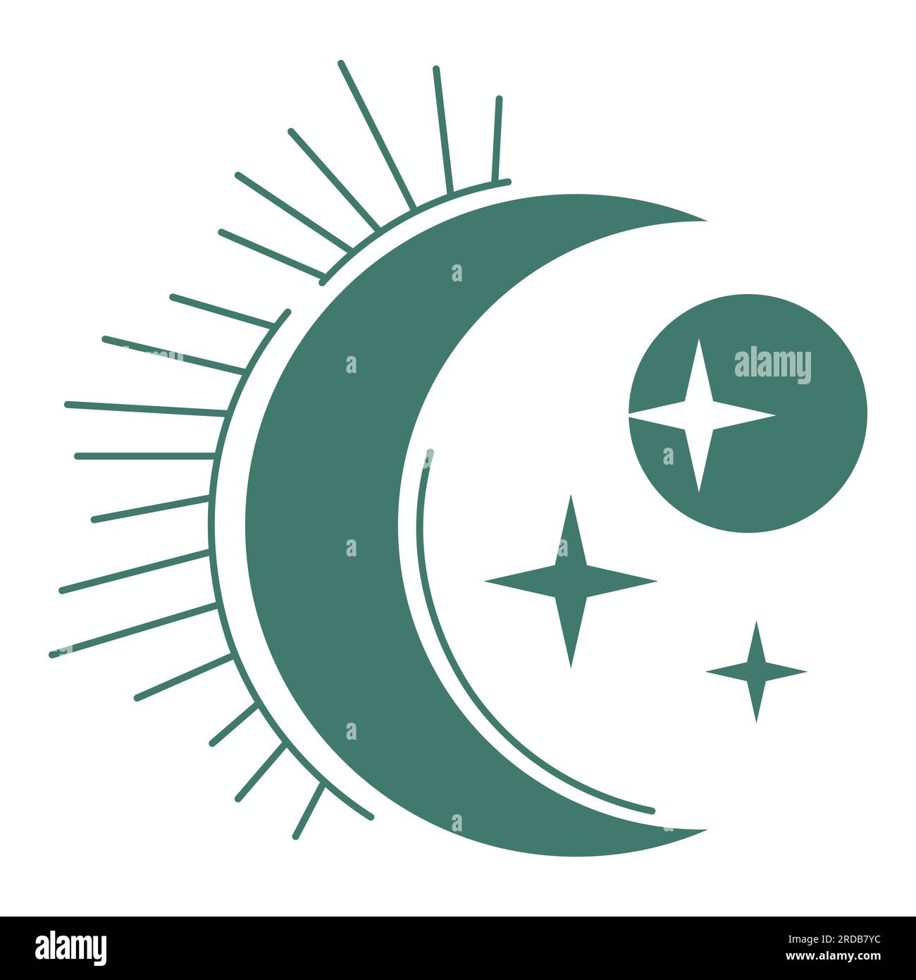 Magic crescent moon with stars and glowing vector Stock Vector Image ...