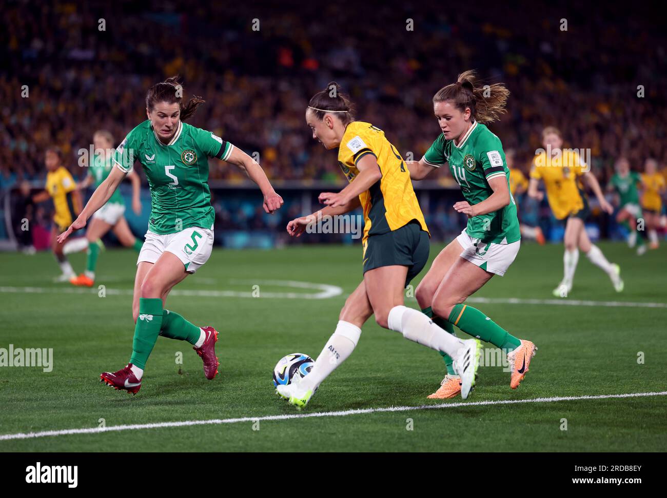 Australia's Caitlin Foord tries to get past Republic of Ireland's Niamh ...