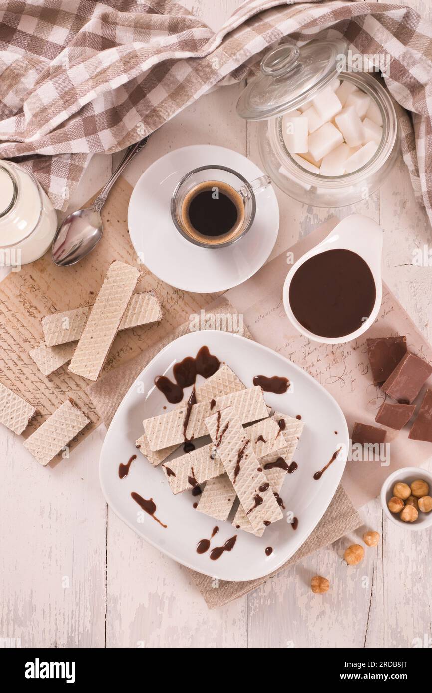 Neapolitan wafers filling with hazelnut-chocolate cream Stock Photo - Alamy