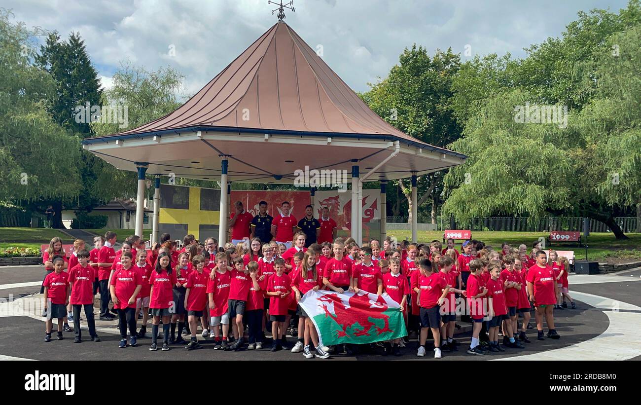Wales players Gareth Davies, Tomos Williams, Josh Adams, Rio Dye and ...