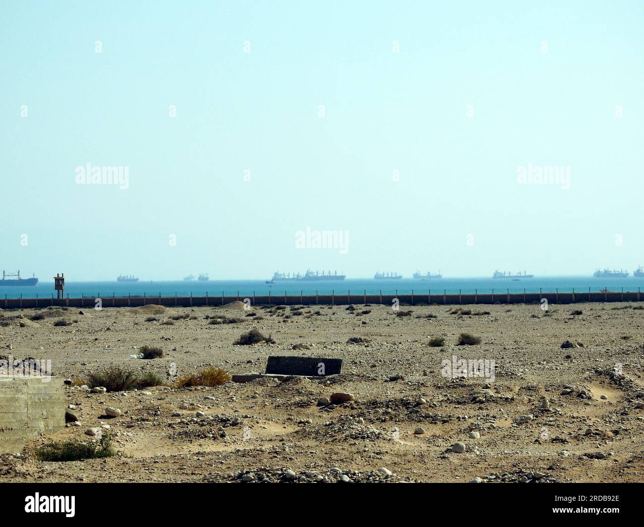 The desert and the red sea in south Sinai city, Ras Sedr Sudr Egypt ...