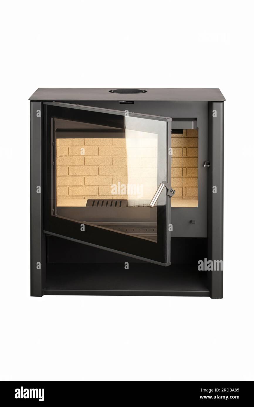 Modern fireplaces for heating from metal and heat-resistant glass ...