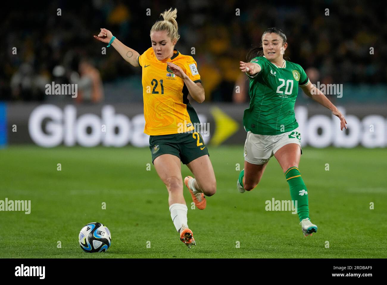 Ireland's Marissa Sheva vies for the ball with Australia's Ellie ...