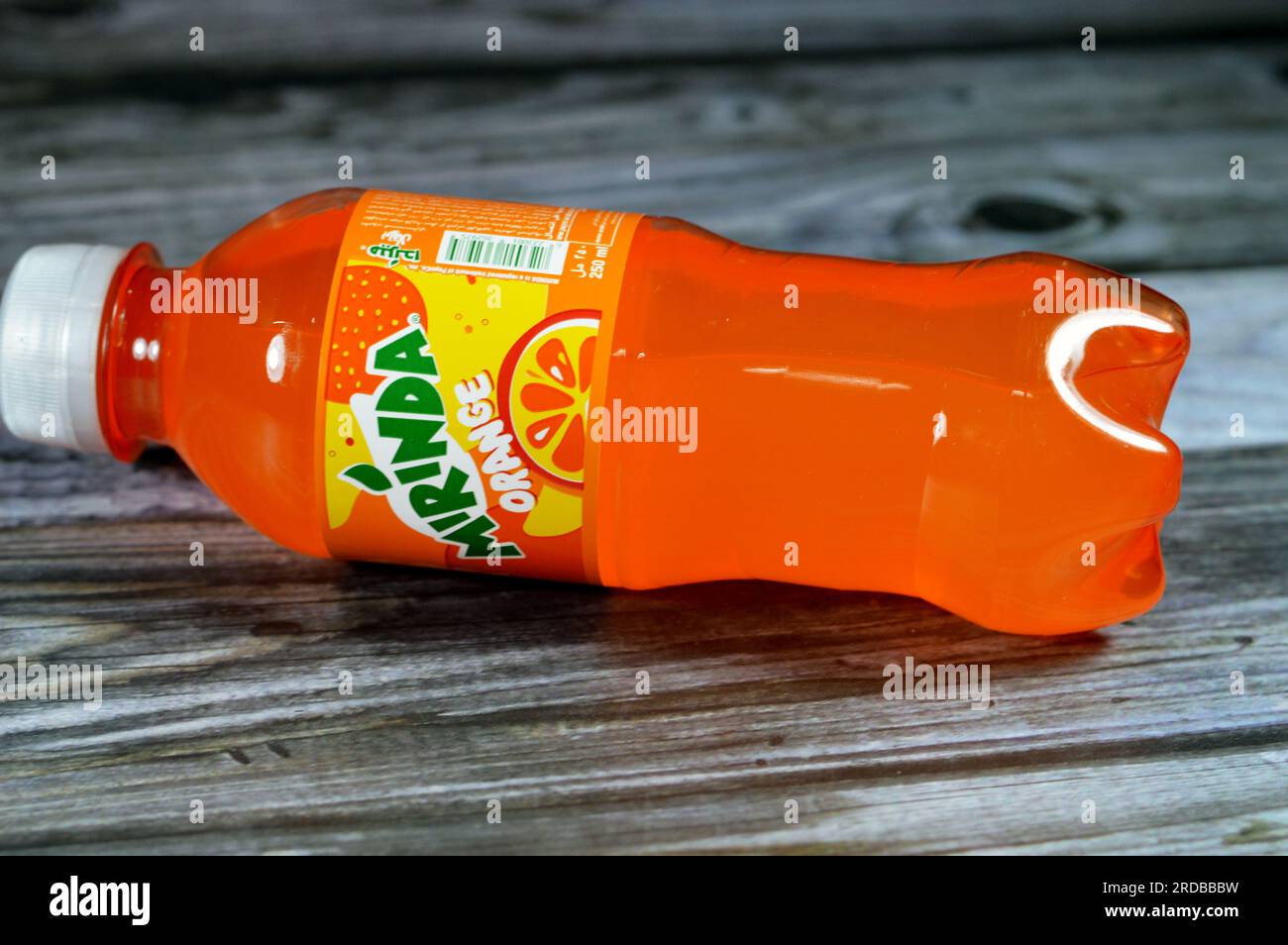 Cairo, Egypt, June 24 2023: Mirinda , a brand of soft drink originally ...