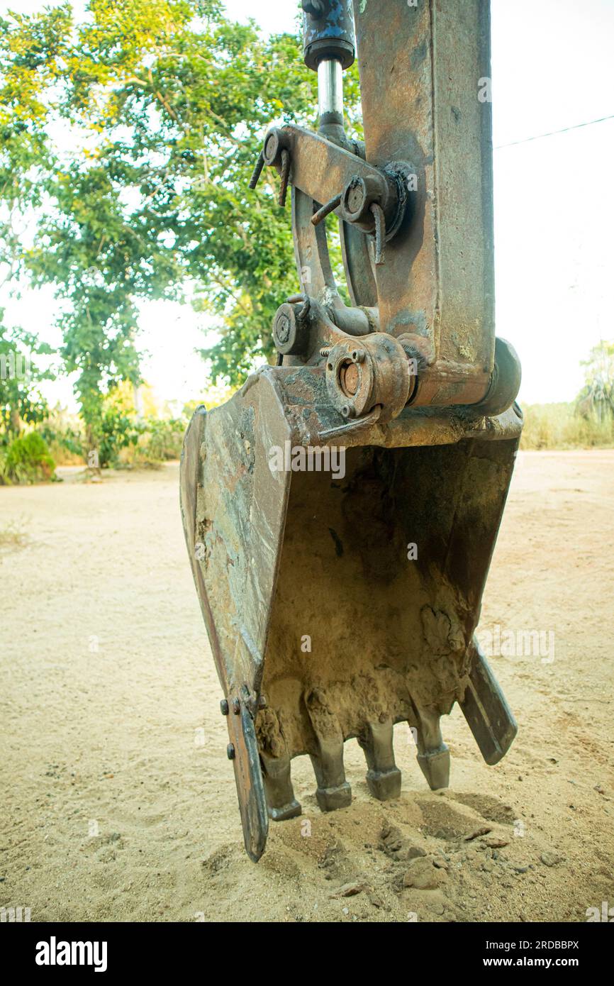 A image of close up of excavator bucket on the construction site Stock ...