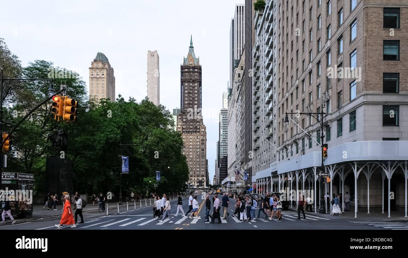 Architectural detail of Central Park South, a three-block portion ...