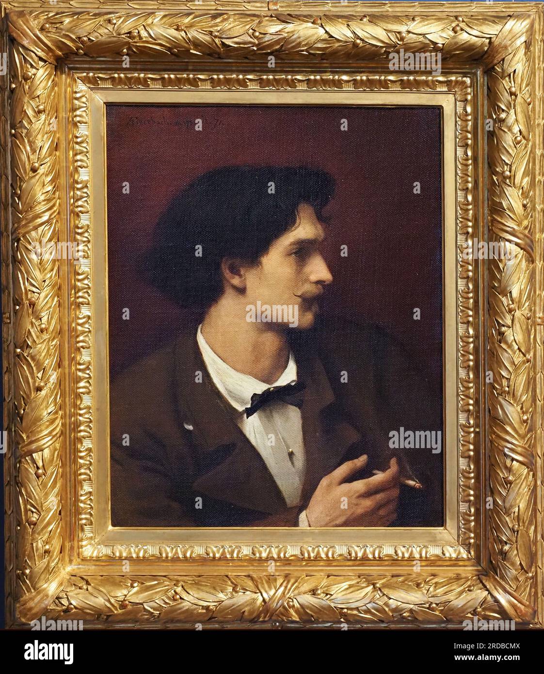 Self portrait with Sigarette, oil on canvas, 1871. Creator: Anselm Feuerbach, Spayer 1829 - 1880 ...
