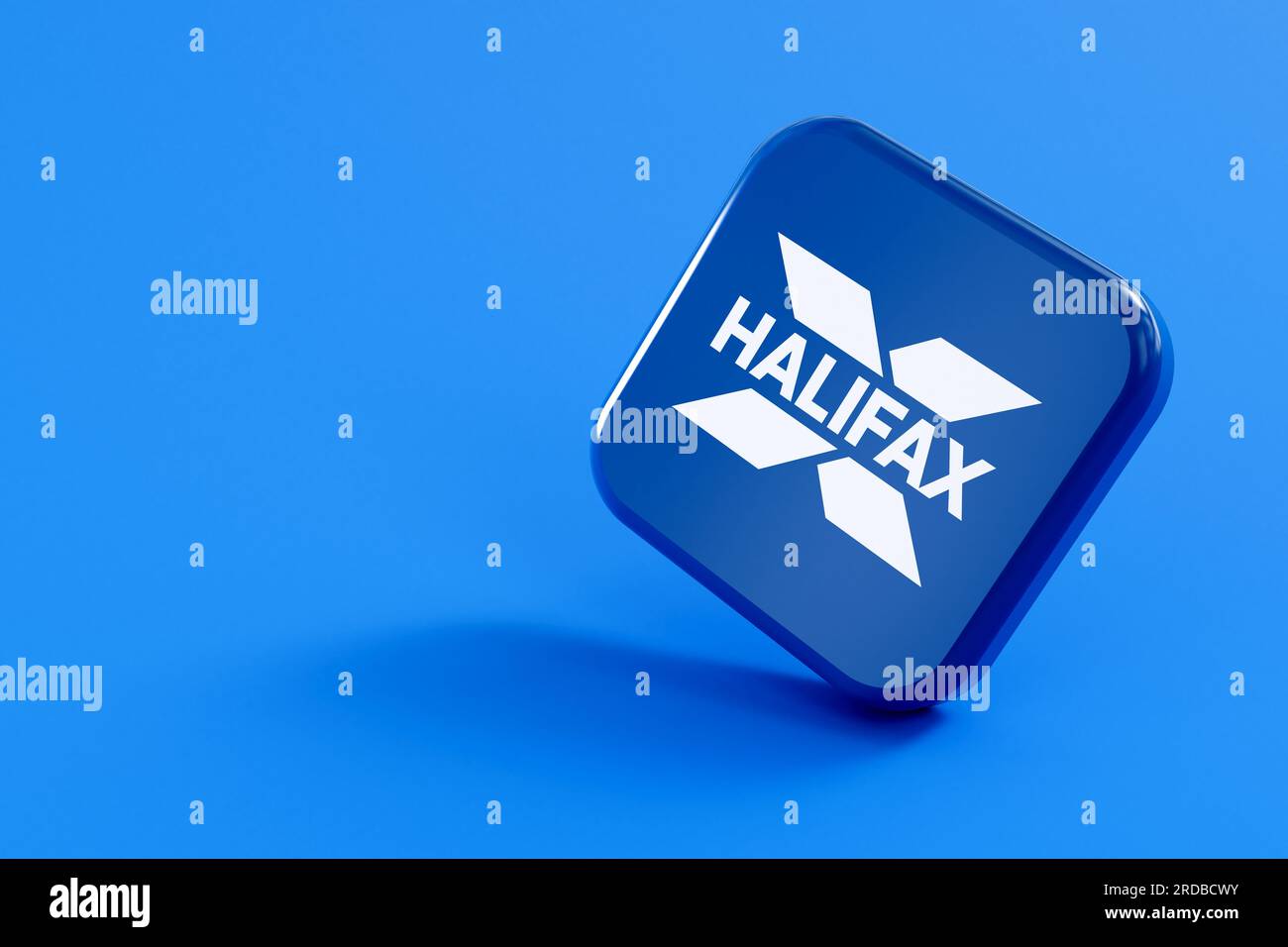 LONDON, UK - July 2023: Halifax bank blue and white company logo. 3D ...