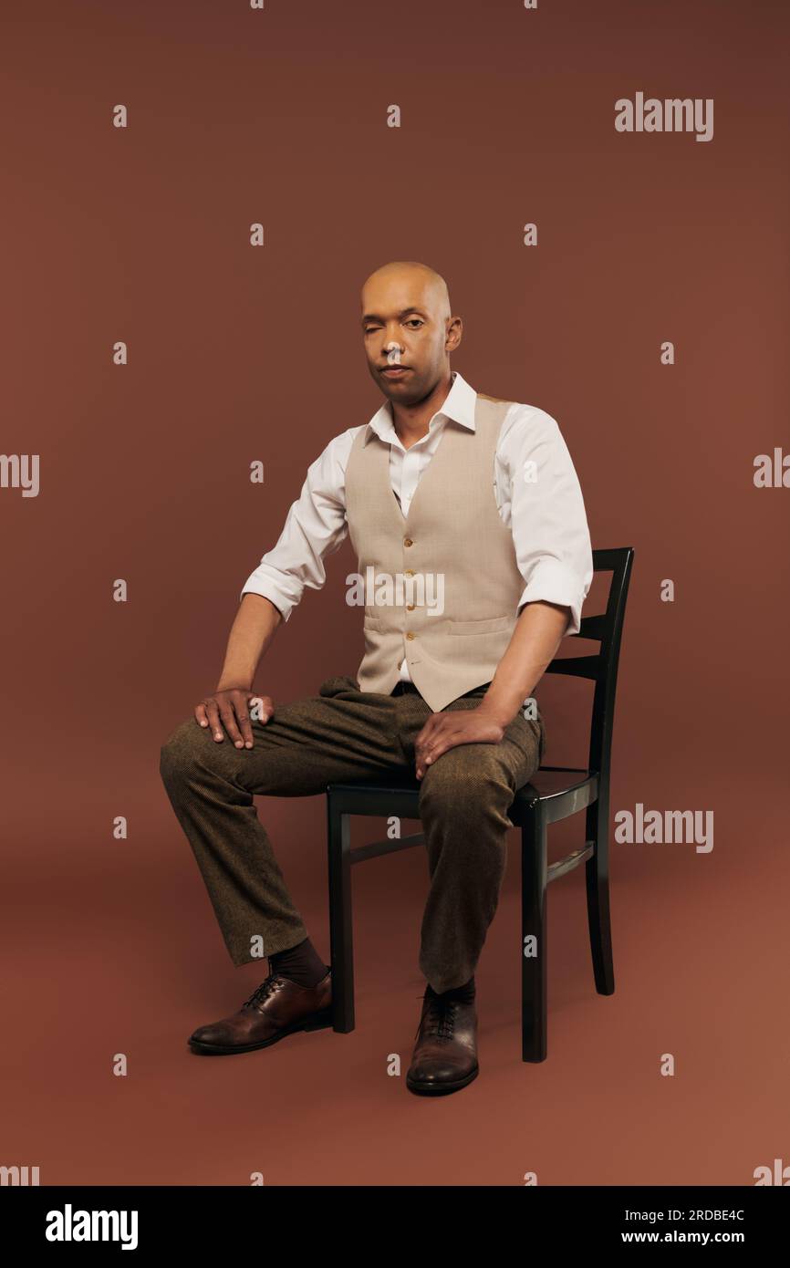 inclusion, bold dark skinned man with myasthenia gravis syndrome ...