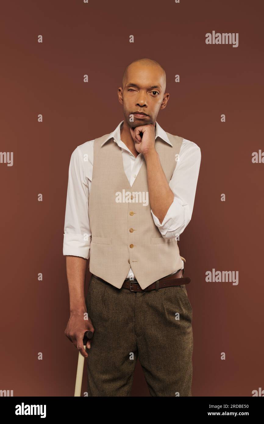 inclusion, pensive african american man with myasthenia gravis syndrome ...