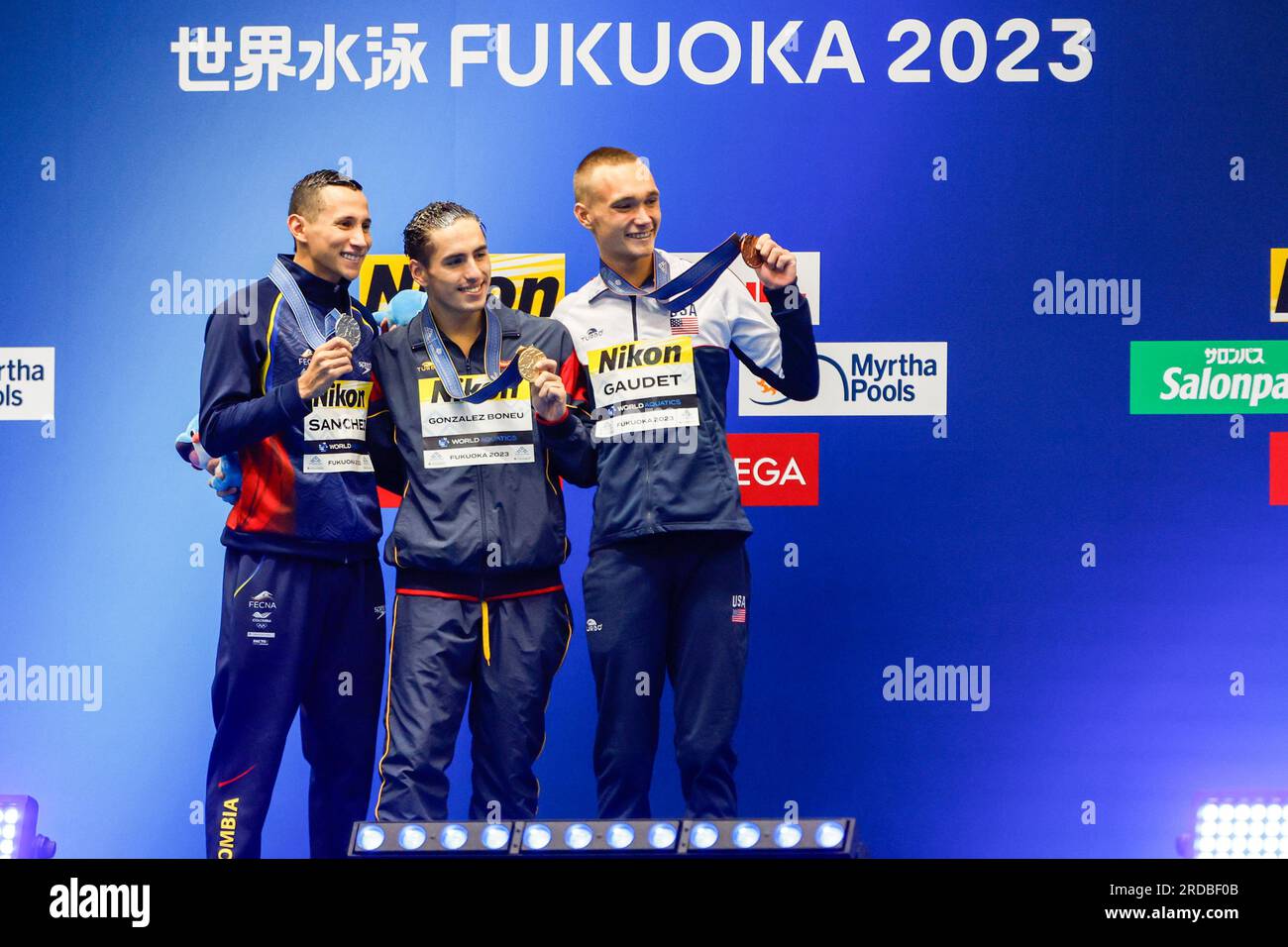 Fukuoka, Japan. 19th July, 2023. Gustavo Sanchez of Colombia, Dennis ...