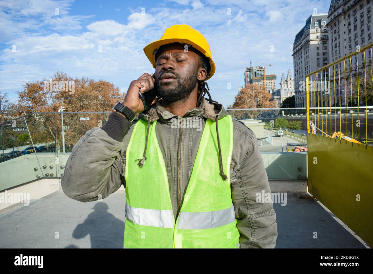 young black man boss manager worker of construction company standing ...