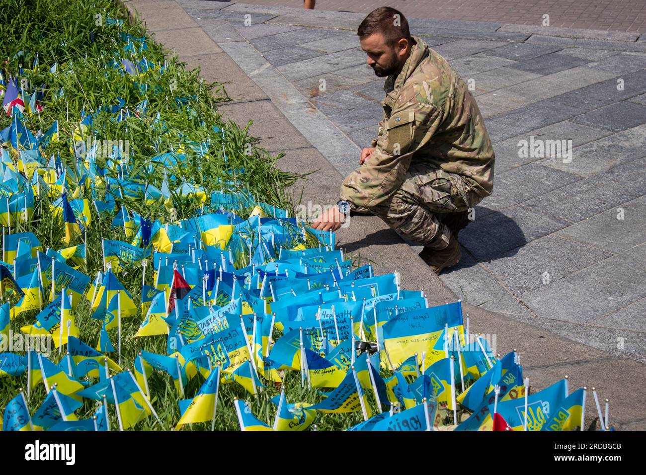 Thousands of flags have been planted at the makeshift memorial for ...