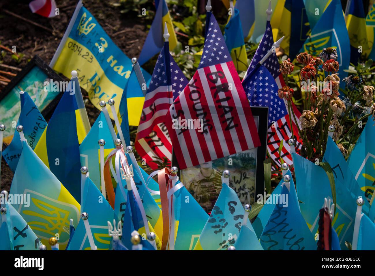 Thousands of flags have been planted at the makeshift memorial for ...