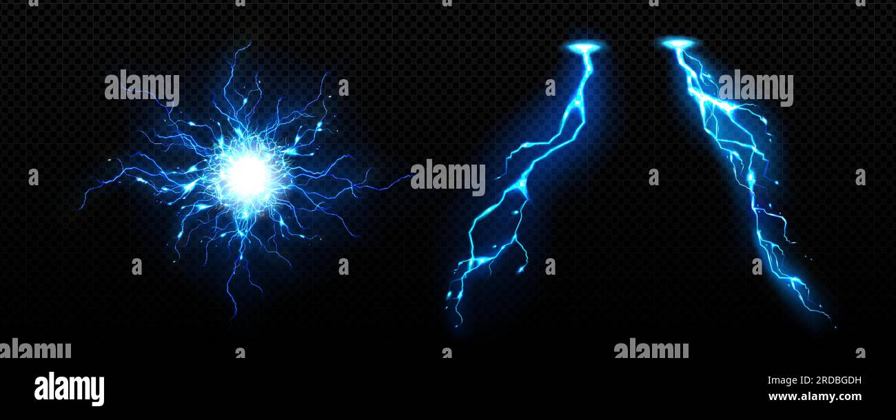 Blue thunder energy light and electric circle magic vector illustration ...