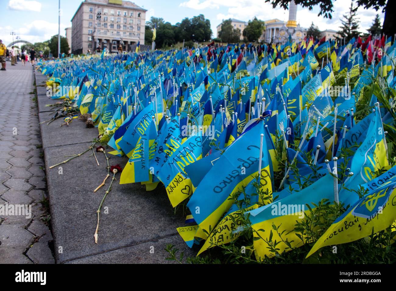 Thousands of flags have been planted at the makeshift memorial for ...
