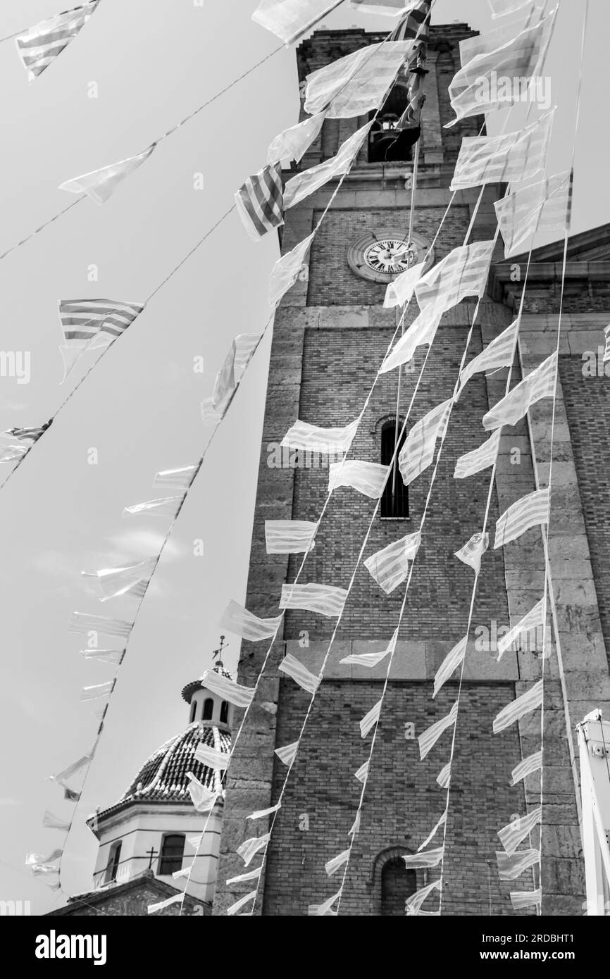 Nuestra señora del Consuelo church in Altea square in summer Stock ...