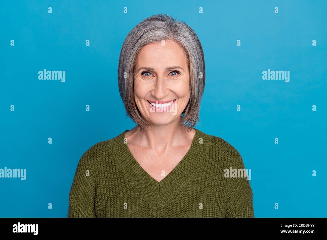 Photo of beautiful aged granny beaming smiling demonstrating white ...