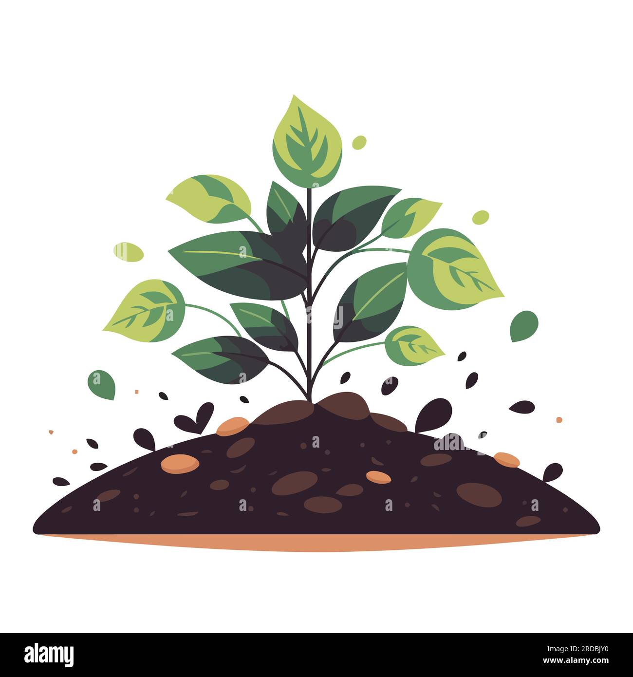 Young plant growing out of the ground. Plant growing from soil. Vector ...