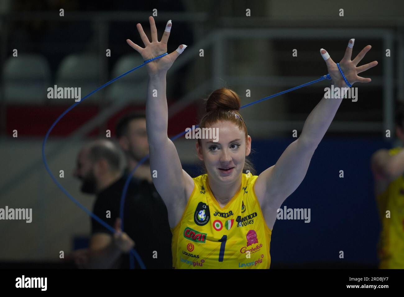 ISTANBUL, TURKIYE - MARCH 16, 2023: Stephanie Samedy warming up before ...