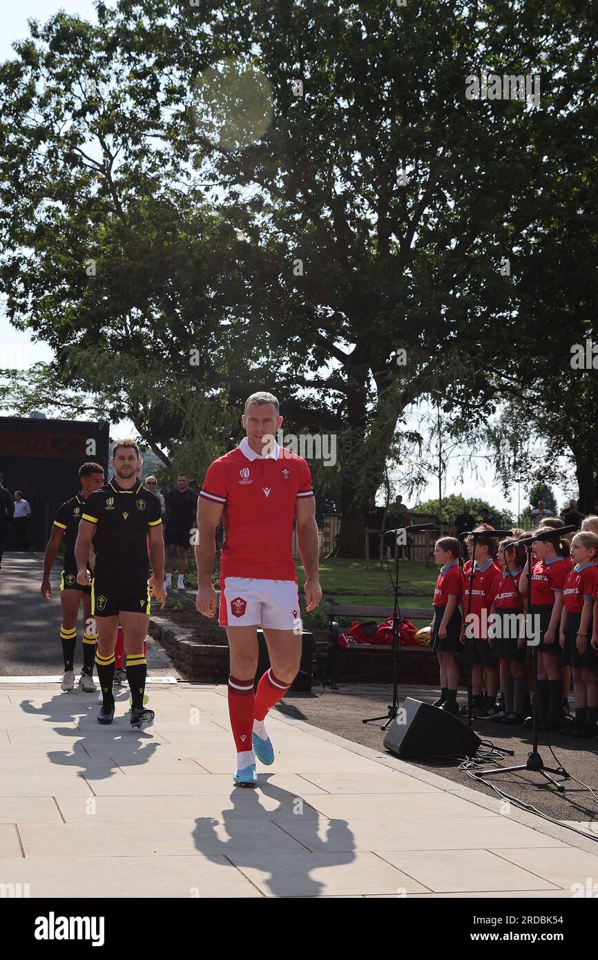 Pontypridd, UK. 20th July, 2023. Wales players arrive wearing the new ...