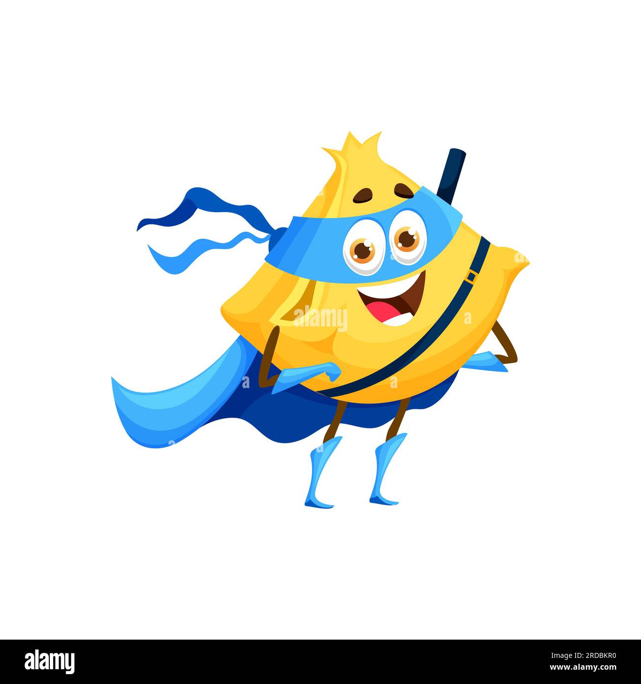 Cartoon fagottini pasta superhero character. Isolated vector courageous ...