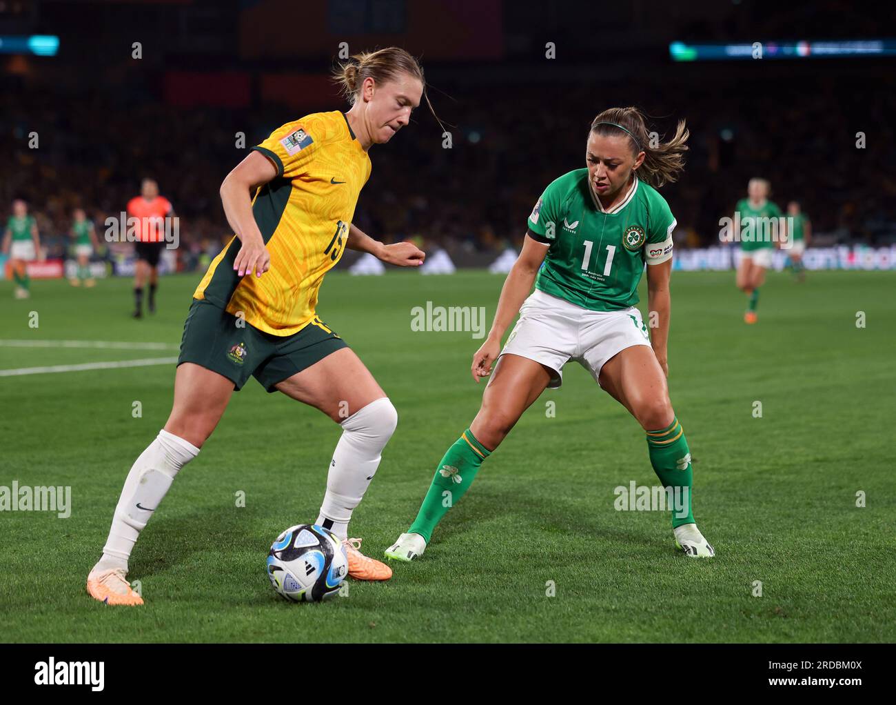 Australia's Clare Hunt and Republic of Ireland's Katie McCabe (right ...