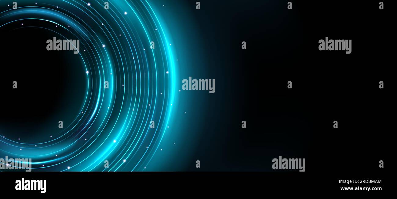 Blue planet ring neon light effect with circle line sparkle. Digital ...