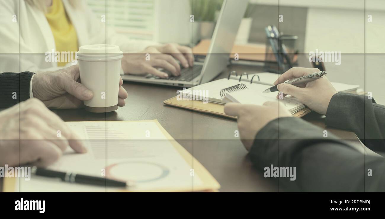 Group of three people working together. teamwork concept, geometric ...