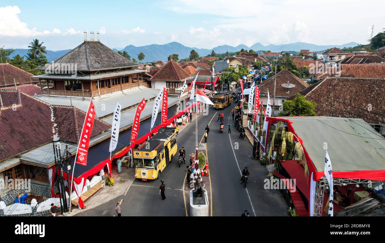 Aerial view of Cigugur Village, the servants in the traditional ...
