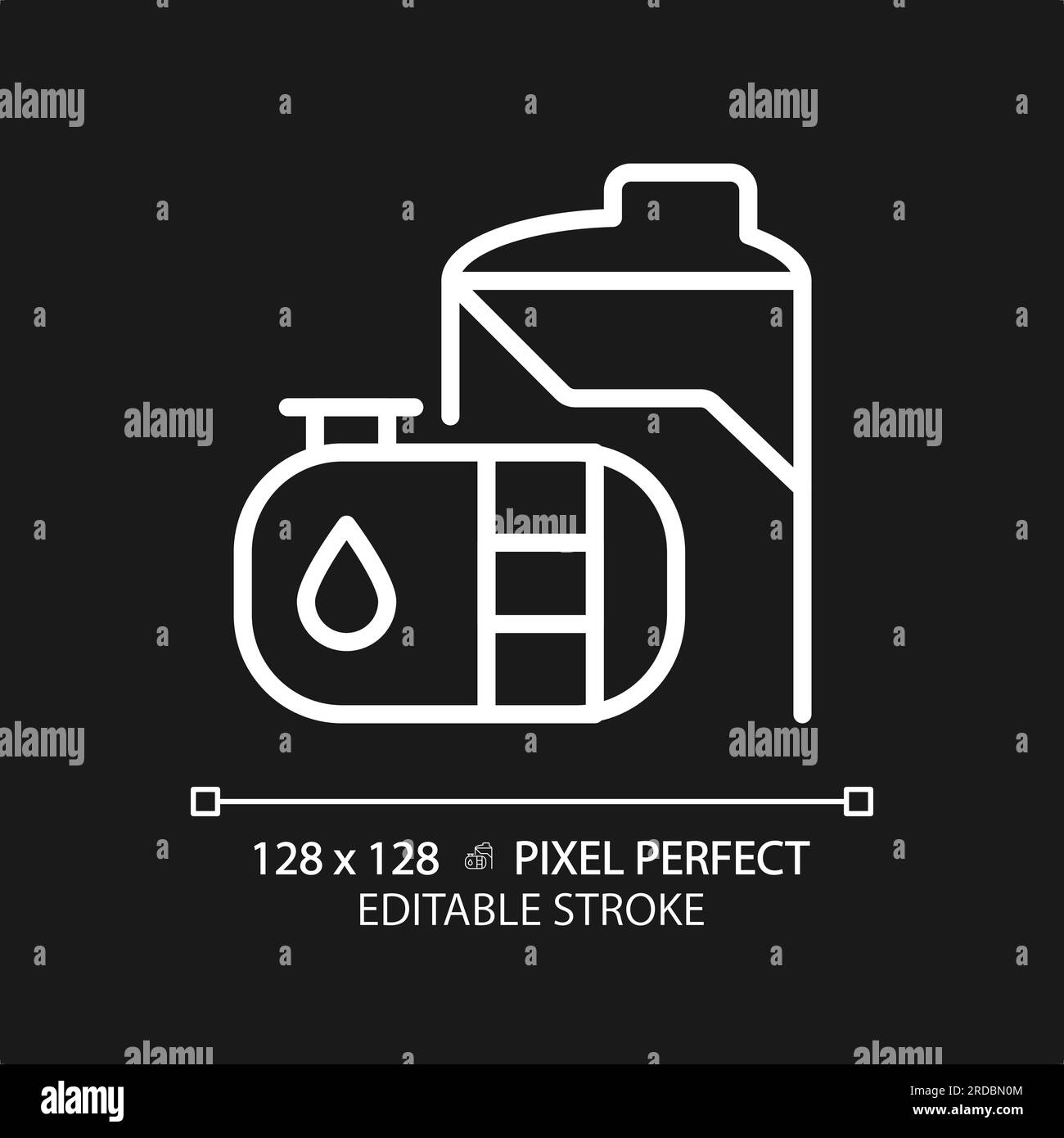 Oil refinery tank white linear icon for dark theme Stock Vector Image ...