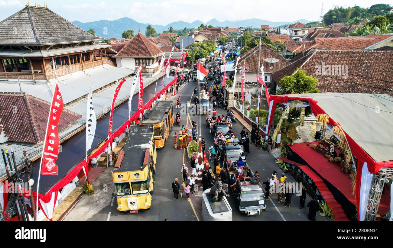 Aerial view of Cigugur Village, the servants in the traditional ...
