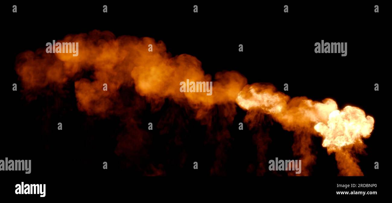 Series of powerful explosions with flames, isolated - object 3D ...