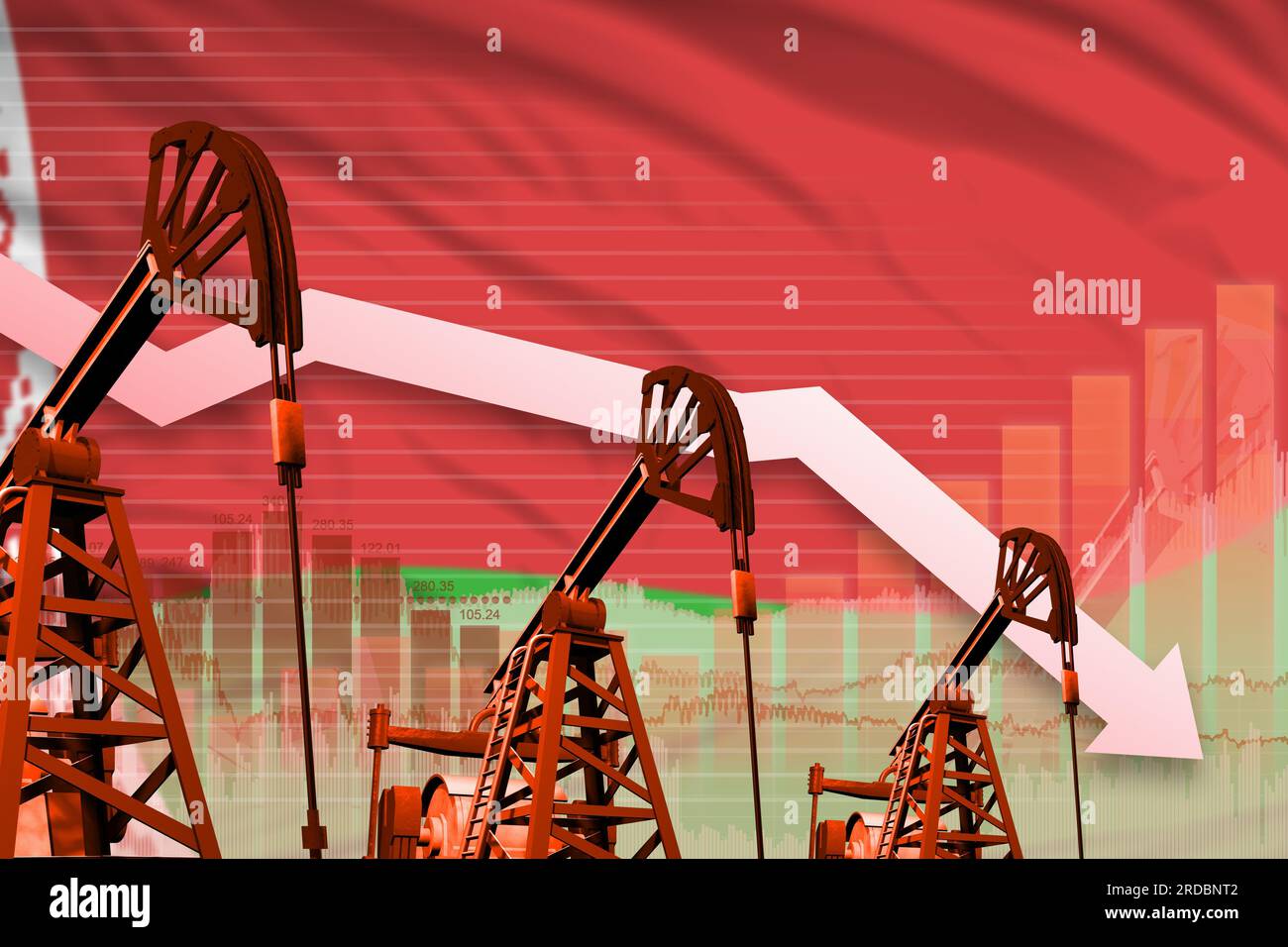 Belarus oil industry concept, industrial illustration - lowering down ...