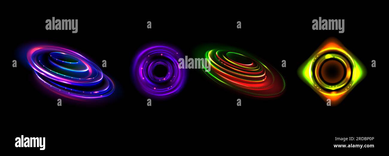 Realistic set of neon color light flares isolated on background. Vector ...