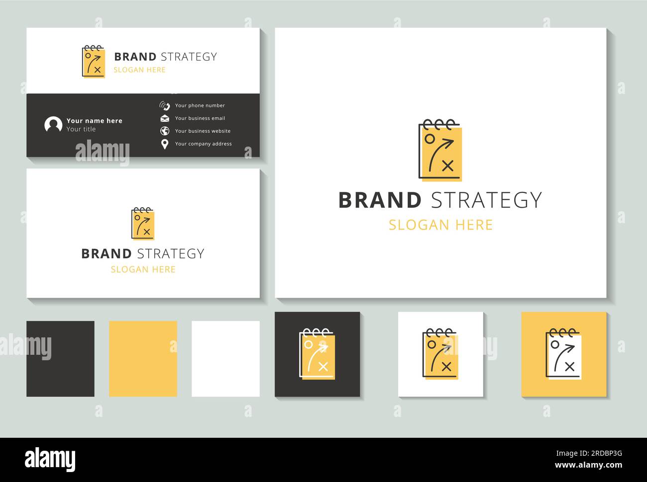 Business strategy logo design with editable slogan. Branding book and ...