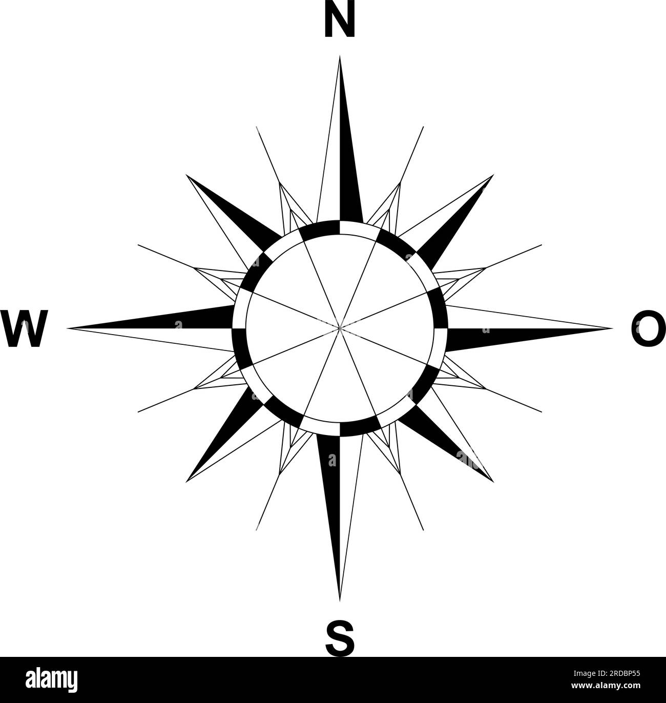 Compass rose vector with wind direction and German east description ...