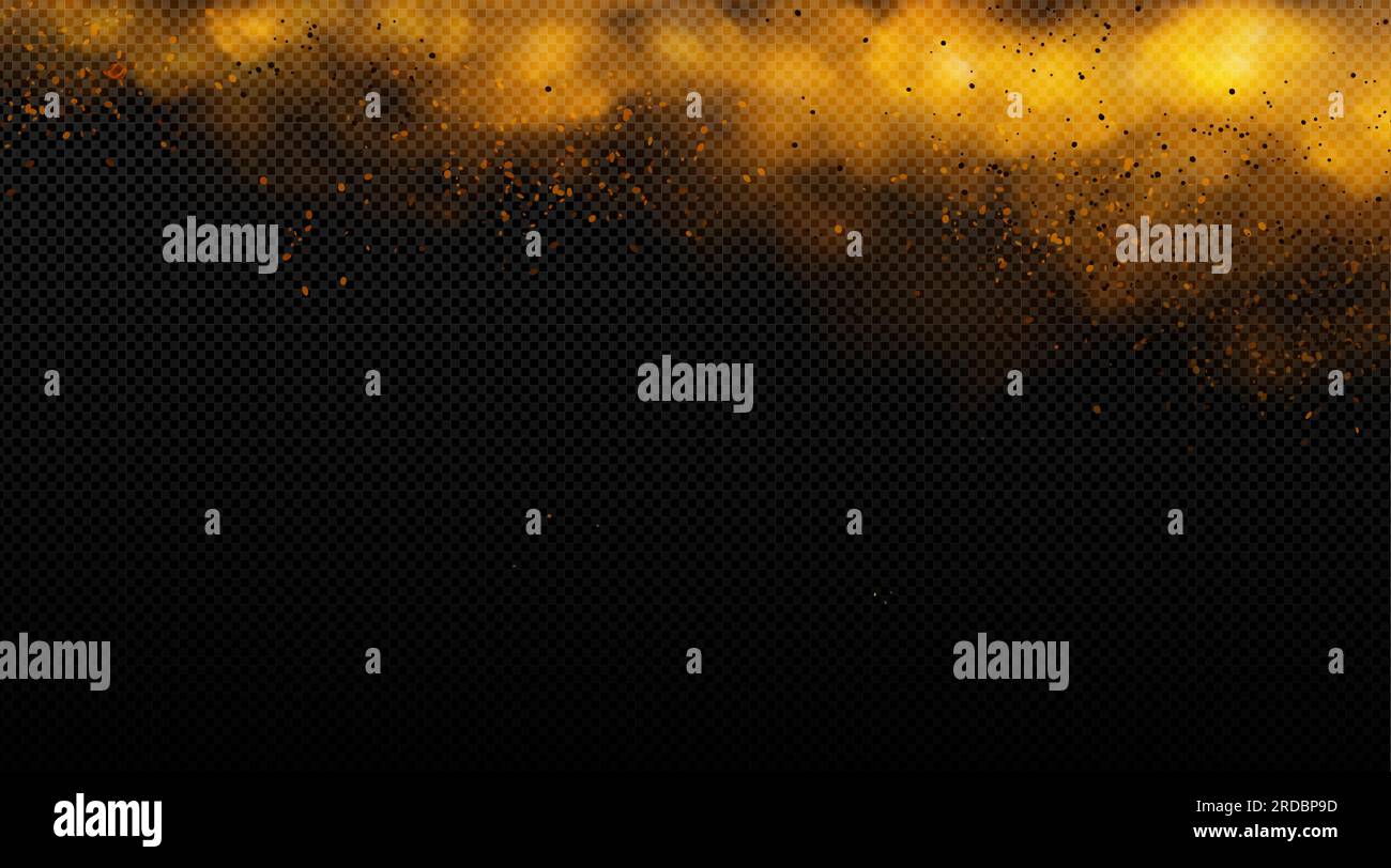 Orange cloud smoke with light realistic vector. Gold color fog on ...