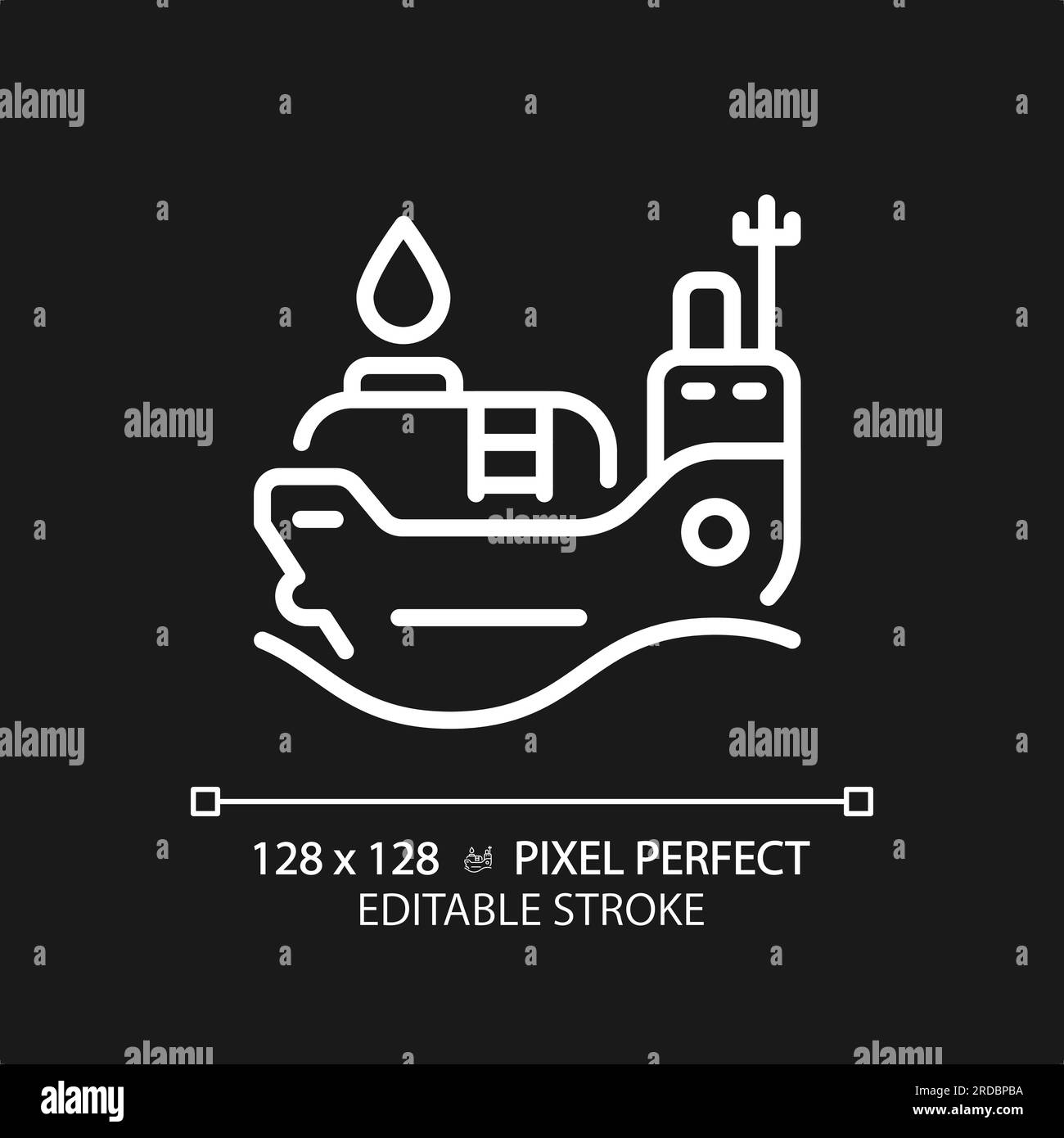 Oil tanker ship white linear icon for dark theme Stock Vector Image ...