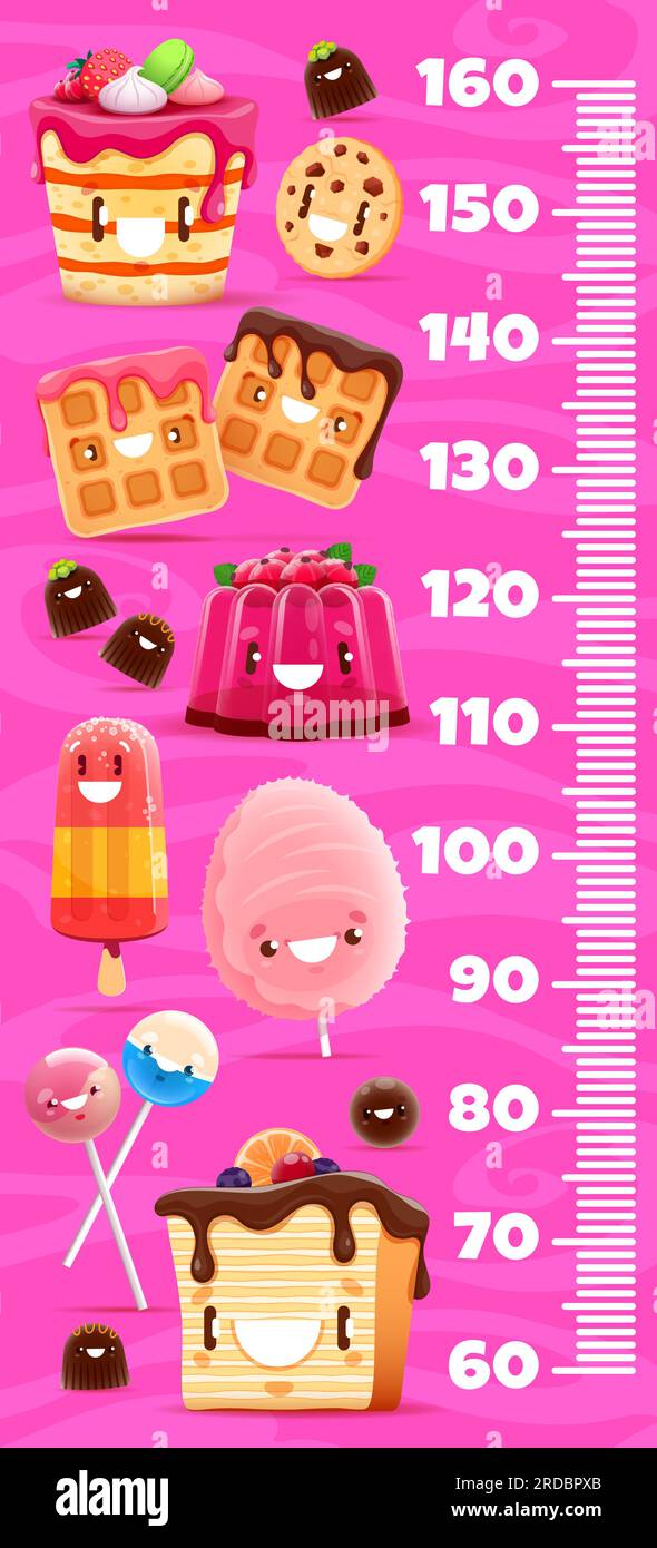 Kids height chart ruler, cartoon ice cream, sweets and dessert ...