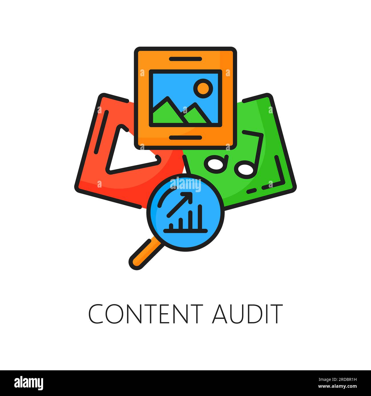Content audit or web audit icon of digital media analytics on website ...