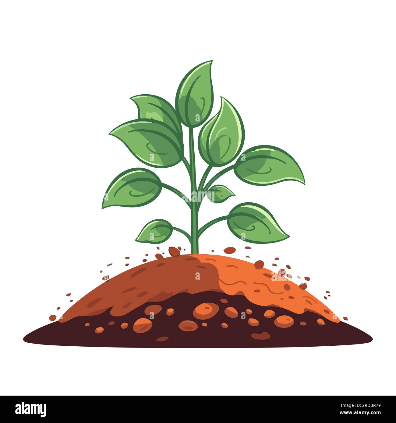 Young plant growing out of the ground. Plant growing from soil. Vector ...