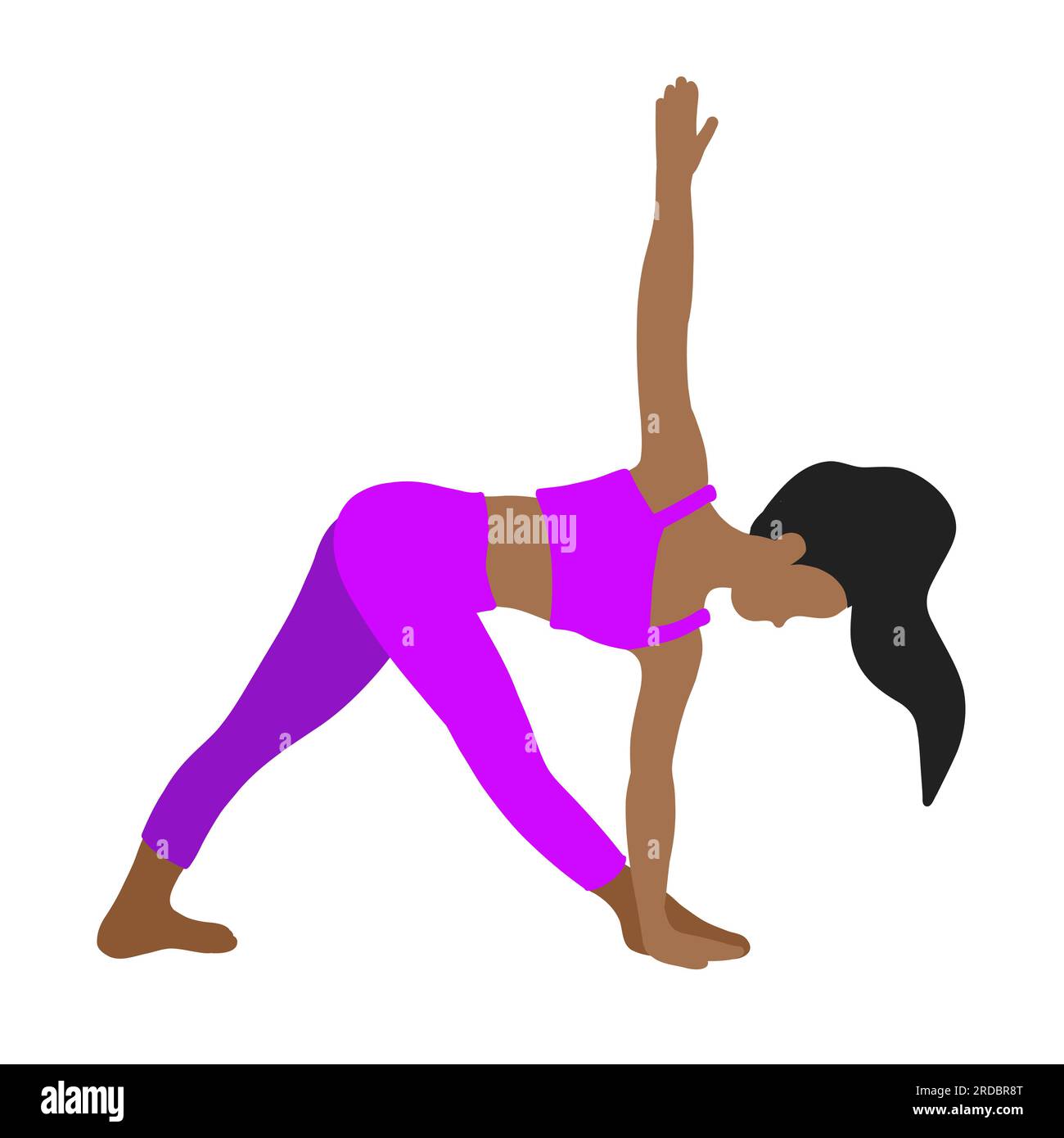Flexibility yoga pose. African American longhair female, lady, woman ...