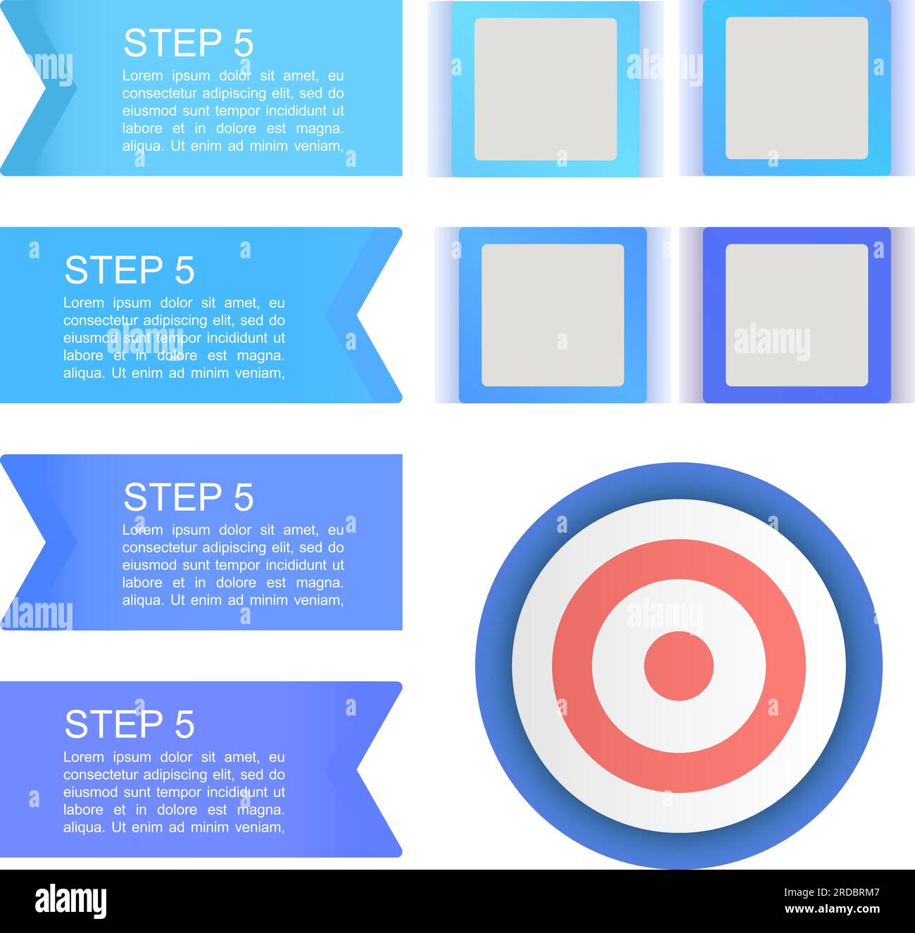 Circular target with blue flags infographic chart design element set ...