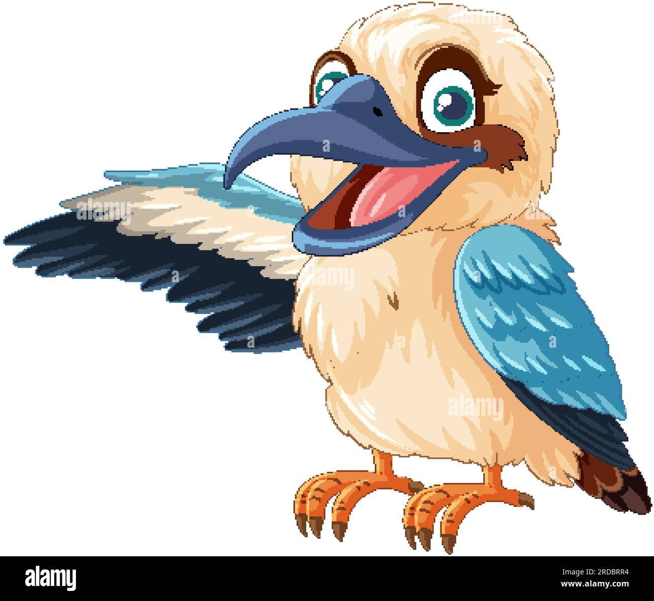 A cartoon illustration of a smiling Kookaburra bird standing with one ...