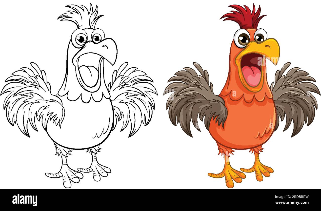 Cartoon illustration of a chicken freaking out, isolated on white ...